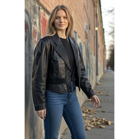 Jackets & Coats | Mob Wife Baddie Era Vintage G3 Black Leather Cropped ...